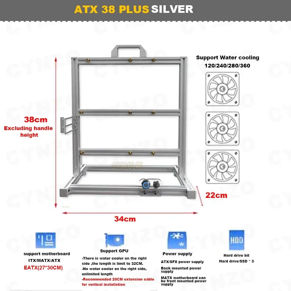 Mod Open Pc Case Frame Rack Itx Matx Atx Eatx Gamers Cabinet Diy Water ...