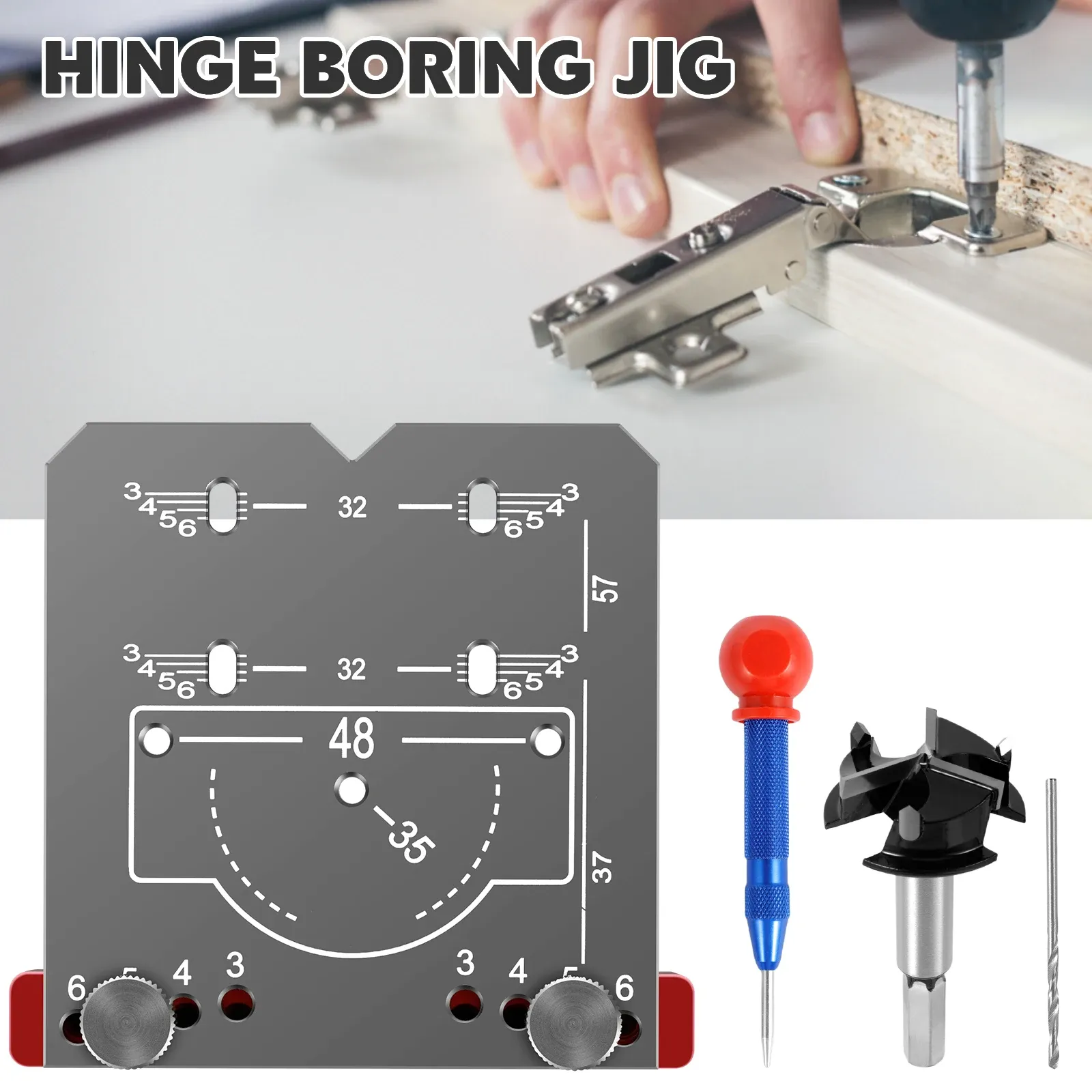 Premium 35mm Hinge Hole Cutter & Drill Guide - Perfect Cabinet Hardware ...