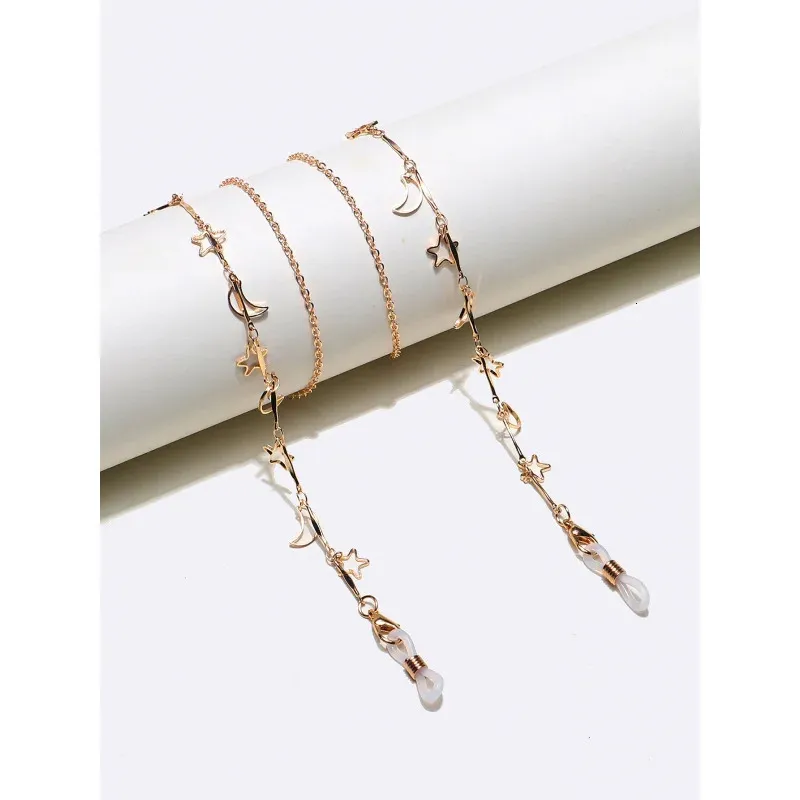 Holographic Moon & Star Eyeglass Chain: Fashionable Anti-Slip Gold ...