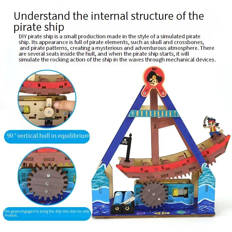 DIY Wooden Pirate Tanker Ship Educational Science Experiment Toy For ...