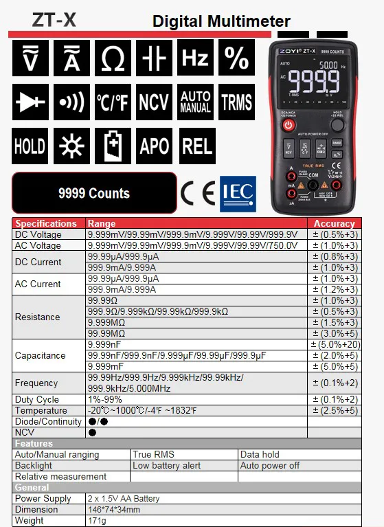 DHgate.com:Digital Multimeter ZOYI ZT-X ZT-303 T-RMS Auto Range EBTN ...