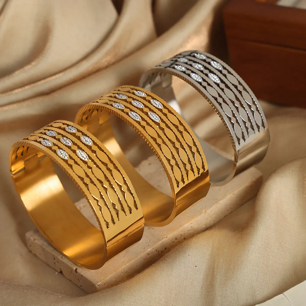 Personalized Oval Diamond Broad Bangles Bracelet European & American ...