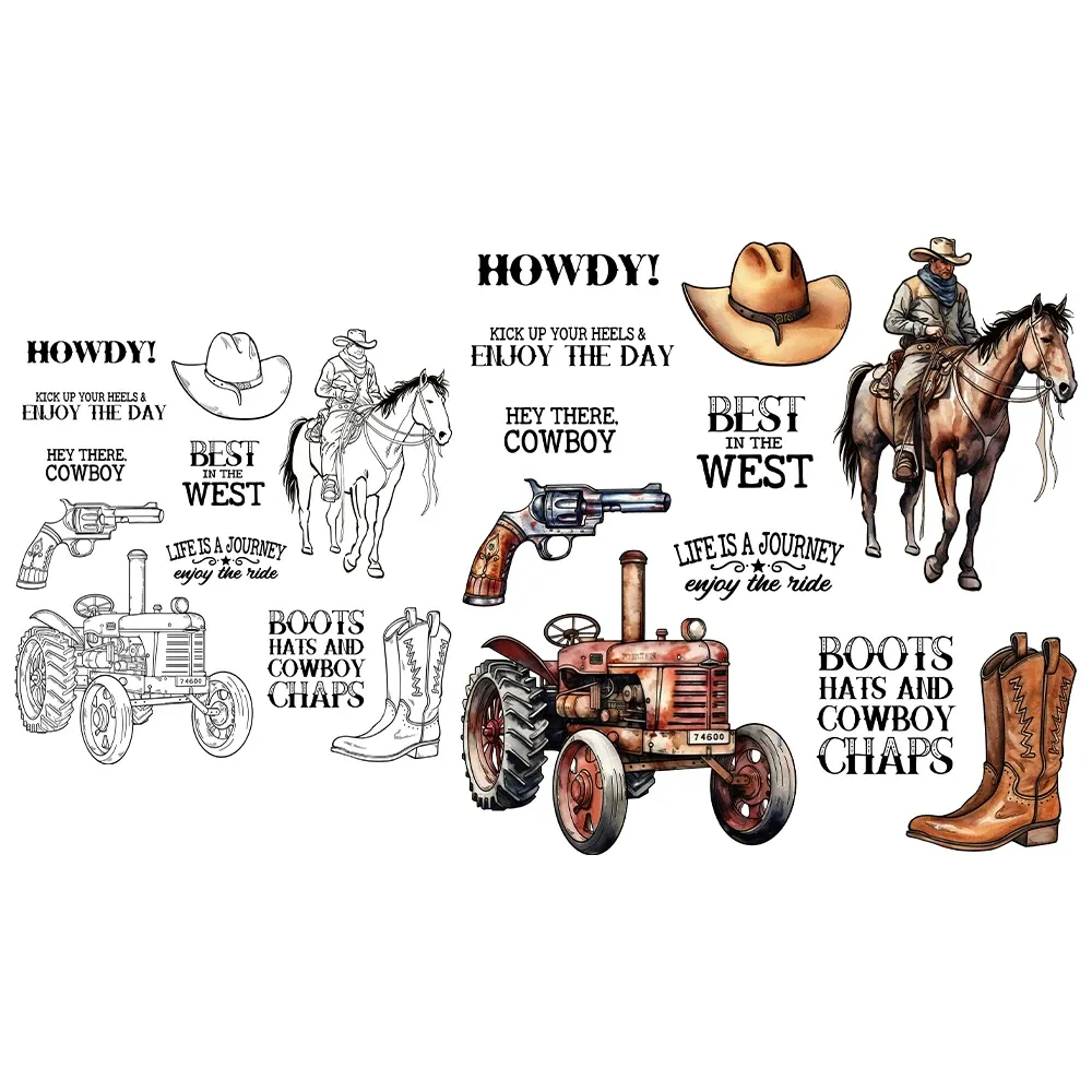 DHgate.com:Cowboy Tractor and Boots Clear Silicone Stamp for DIY ...