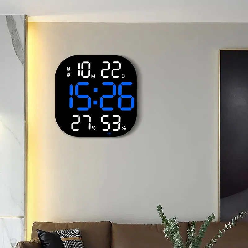 Large LED Digital wall clock wall clock with Temperature, Date, and Day ...