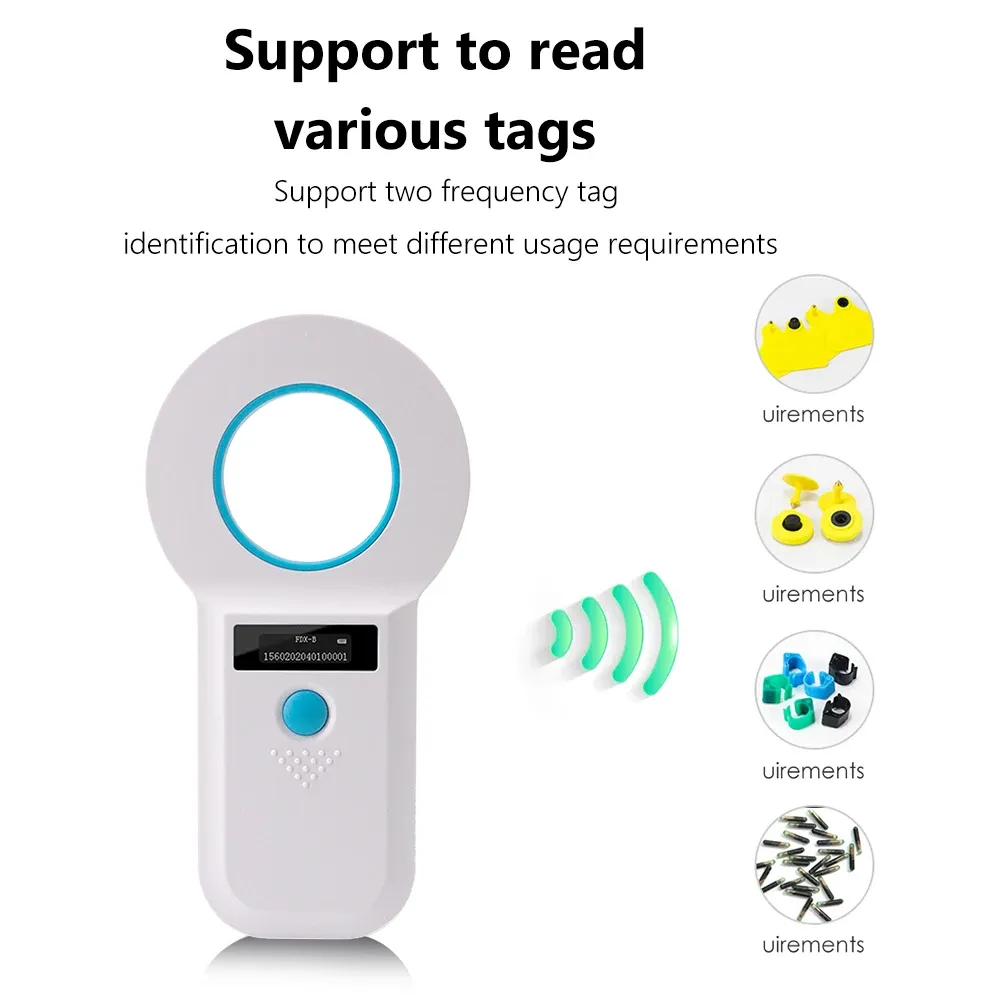 Handheld Animal RFID Reader Rechargeable EMID FDX-B ISO11784/85 Pet ...