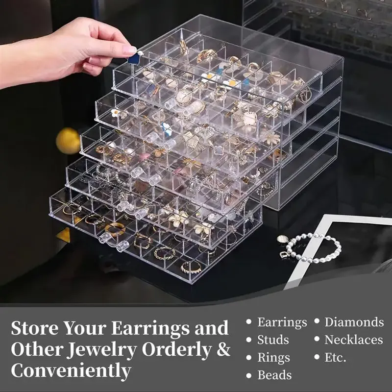Transparent Earring Storage Organizer with 120 Compartments Jewelry Display Stand for Earrings Jewelry Box Holder