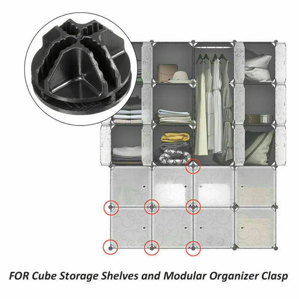 Grid Cube Connector Storage Shelves Unit Diy Modular White Plastic ...