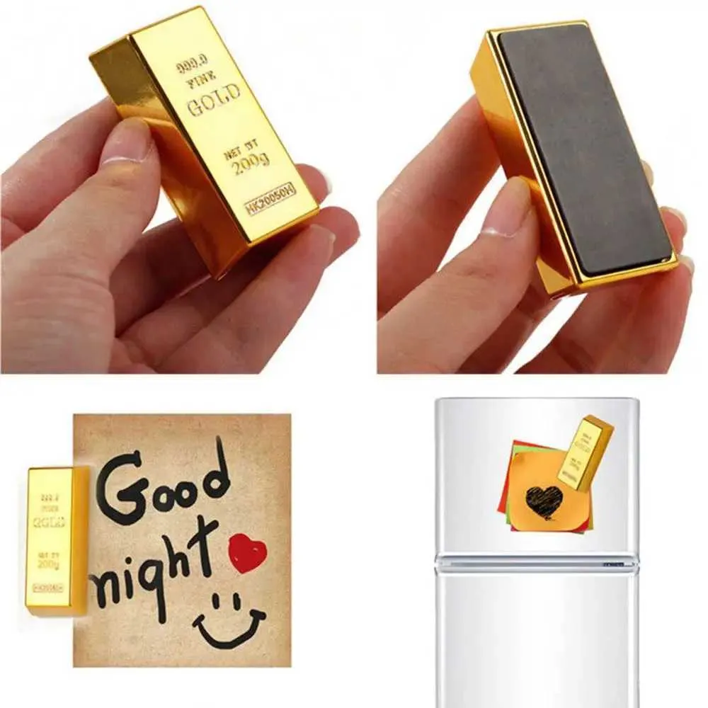 Creative Gold Brick Fridge Magnets - Decorative & Souvenir Refrigerator ...