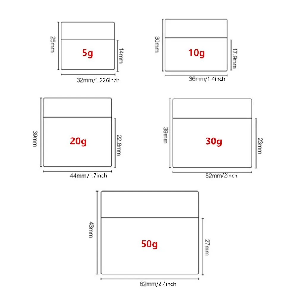 5-50g Square Cosmetic Jars with Lids - Refillable Bottles for Face ...