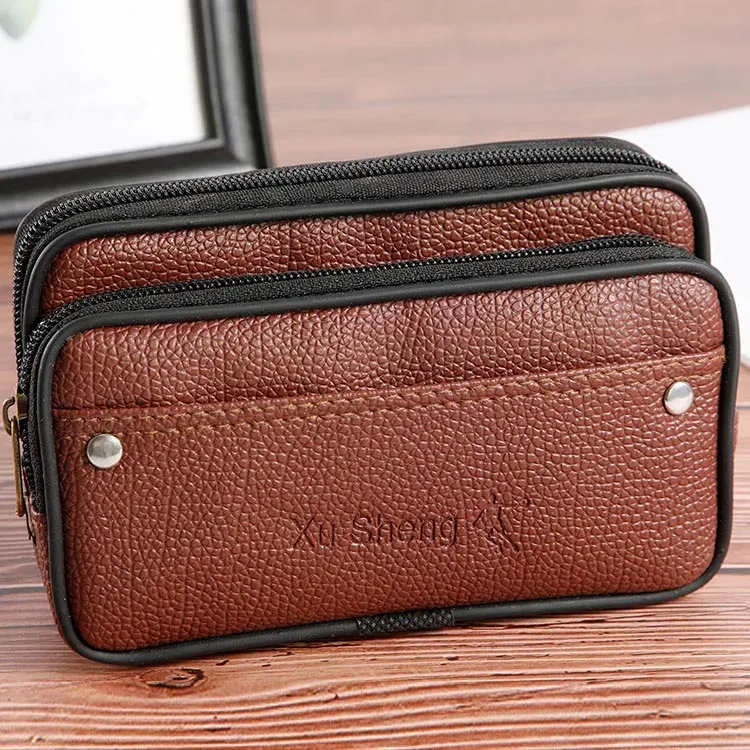 DHgate.com:Multifunctional Black & Brown Genuine Leather Fanny Pack ...
