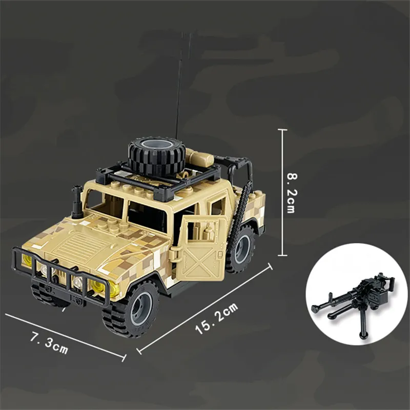 Military Truck Toy: WW2 Humvee Jeep H1 Armored Vehicle Building Blocks ...