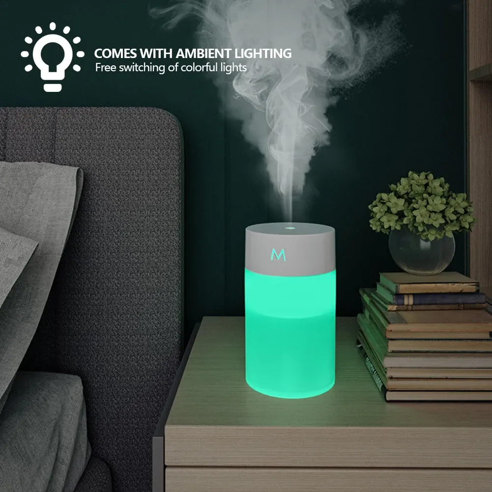 Ultrasonic Humidifier, 260ML Mini Diffuser with Aromatherapy, USB ...