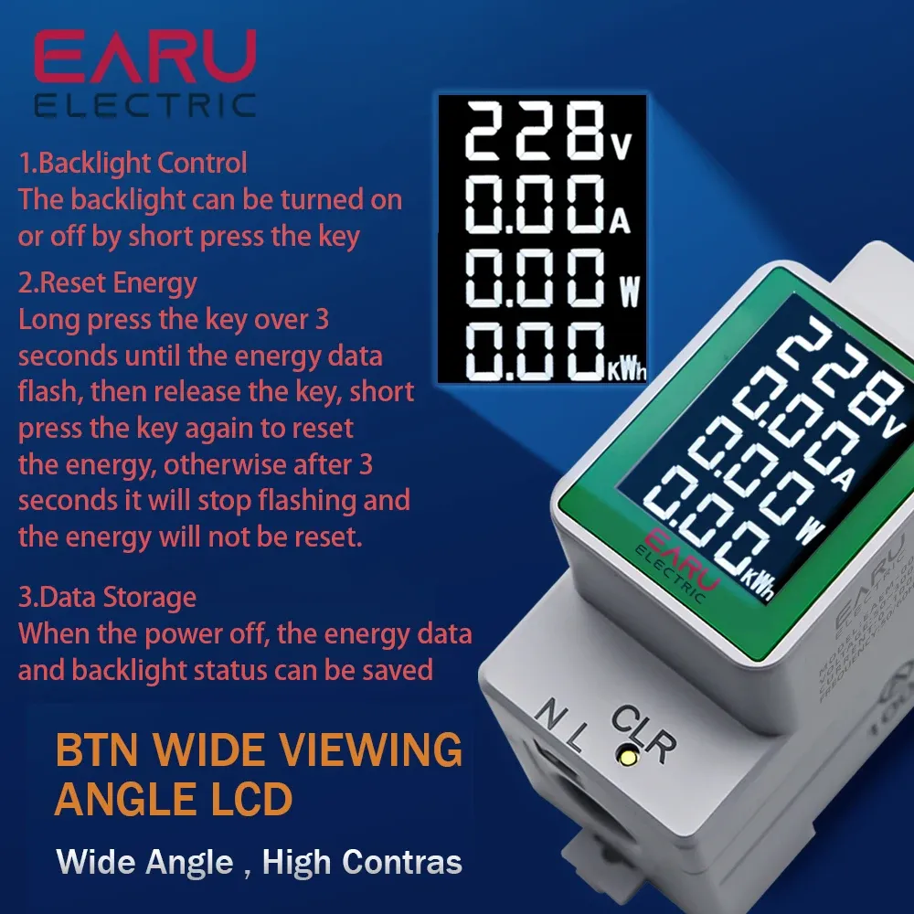 Multifunctional Digital Din Rail Power smart meter with VolT AMP ...