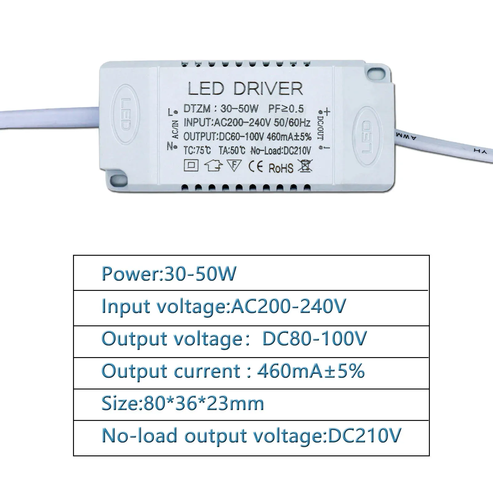 High-Power 60W 80W LED Driver AC200V DC80-120V Power Adapter for LED ...