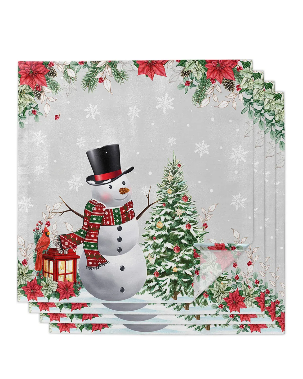 Festive Christmas Table Napkins Set - 4/6/Holiday Dinner Decor, Fir ...