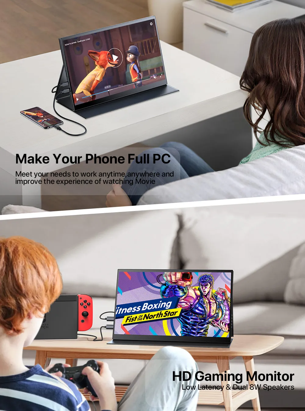 UPERFECT 14 Touchscreen Portable Monitor FHD 1920x1080 Ultralight IPS ...