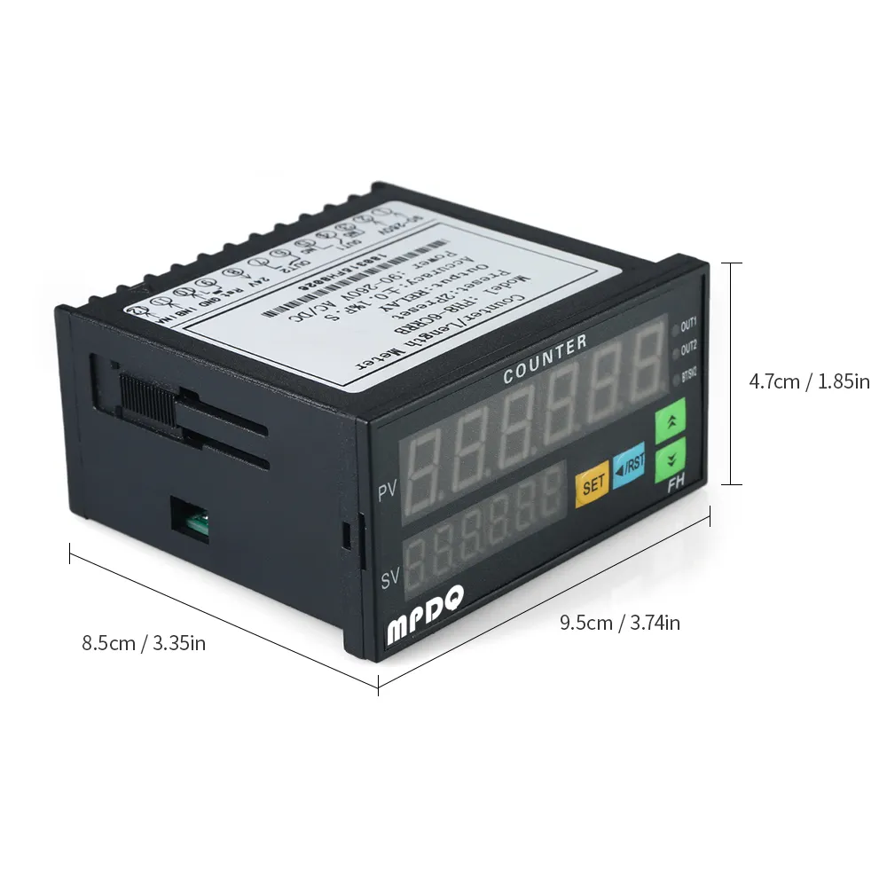 Dual LED Display Counter Meter 90~265V AC/DC Length Meter With 2 Relay ...