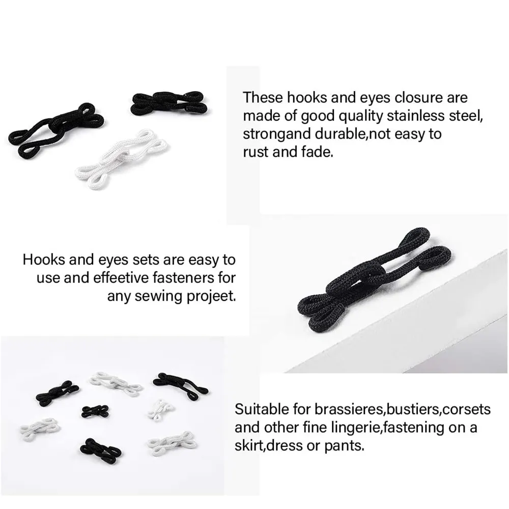 10 Pack Sewing Hook & Eye Clasps - Silver Tone Metal Fasteners for ...