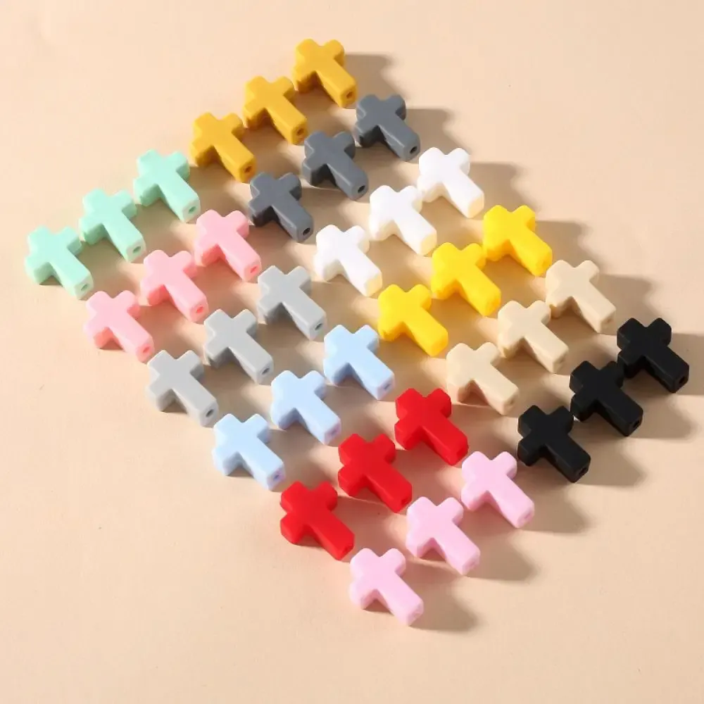 DHgate.com:10Pcs Colorful Silicone Teething Beads, 13x17mm Cruciform ...