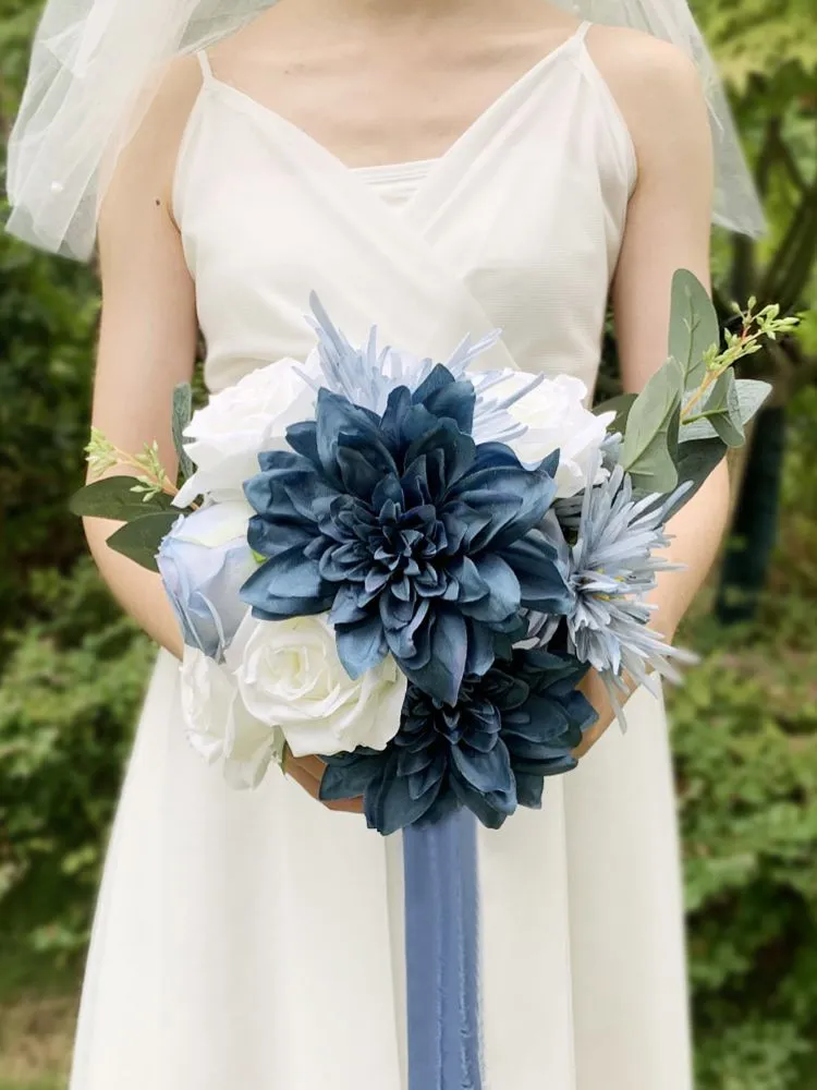 Mefier Artificial Flowers Classic Dusty Blue Flower Combo for DIY ...