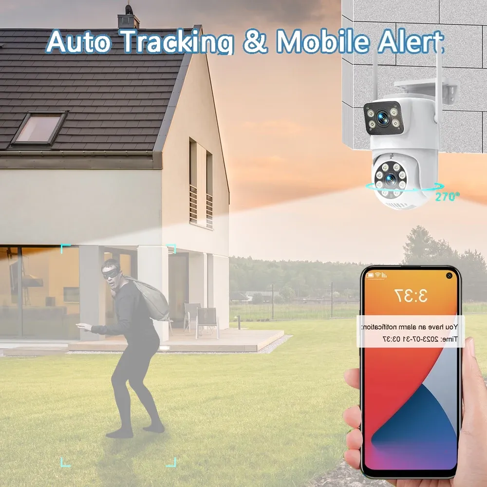 4K 8MP Dual Lens PTZ WiFi Security Camera with AI Human Auto Tracking ...