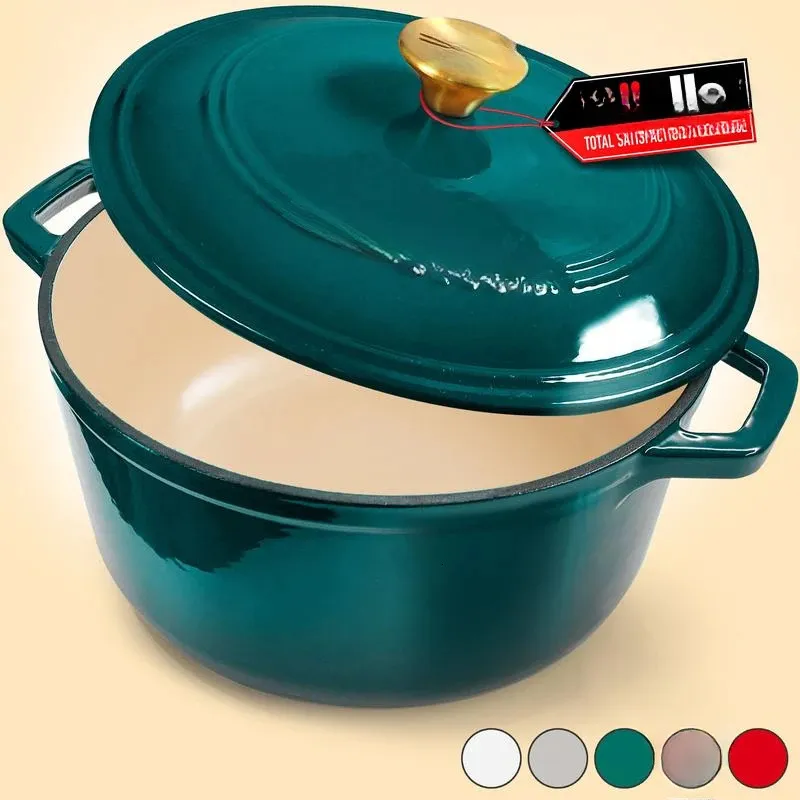 DHgate.com:6 Quart Sand Enamel Cast Iron Dutch Oven Pot with Lid - Oven ...