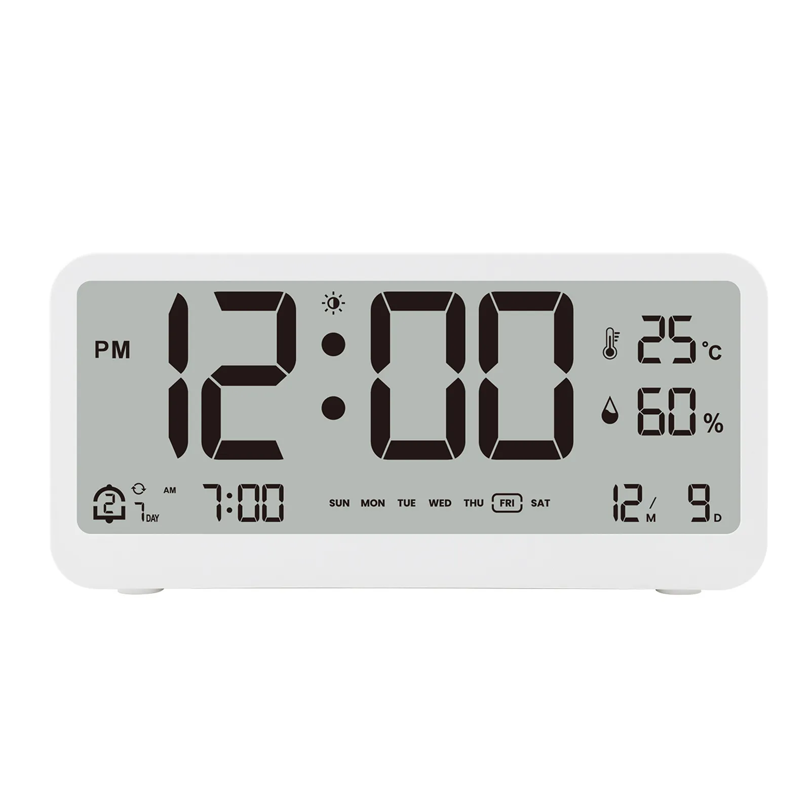 8001 EN Multifunctional Digital Clocks LED Brightness Adjustable Temperature & Humidity Display ...