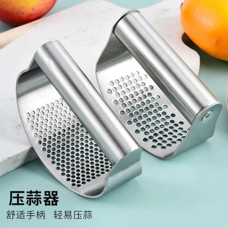 Stainless Steel Garlic Press & Masher - Circular Arc Design, Puree ...
