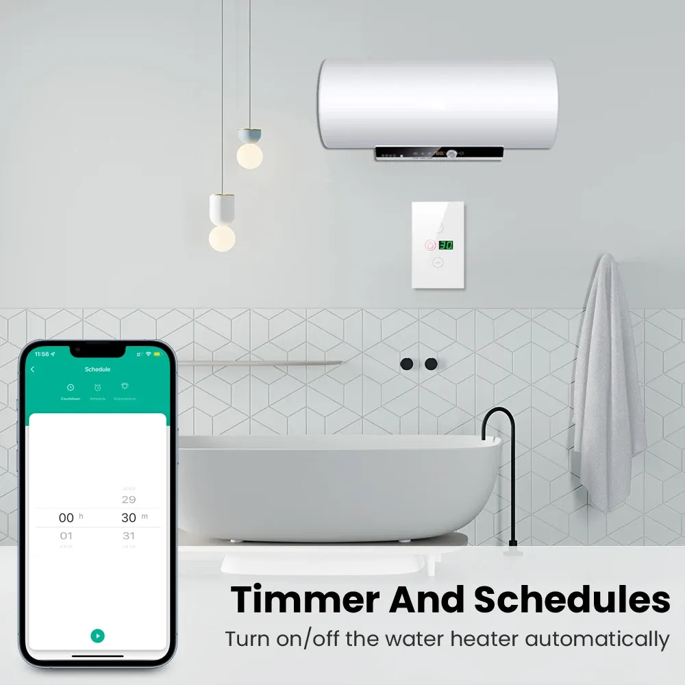 AVATTO Smart Boiler Switch | 20A WiFi Boiler Timer | 15/30 Min Presets ...