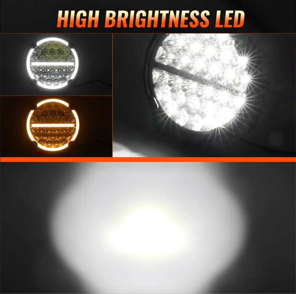 CO LIGHT 9 Inch Round LED Amber Driving Work Lights 90000LM DRL Combo ...