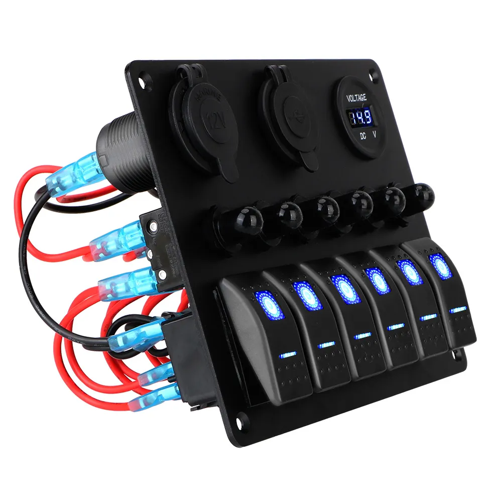 6 Gang Switch Panel For Marine, RV, Caravan, Truck, Trailer 24V/12V ...