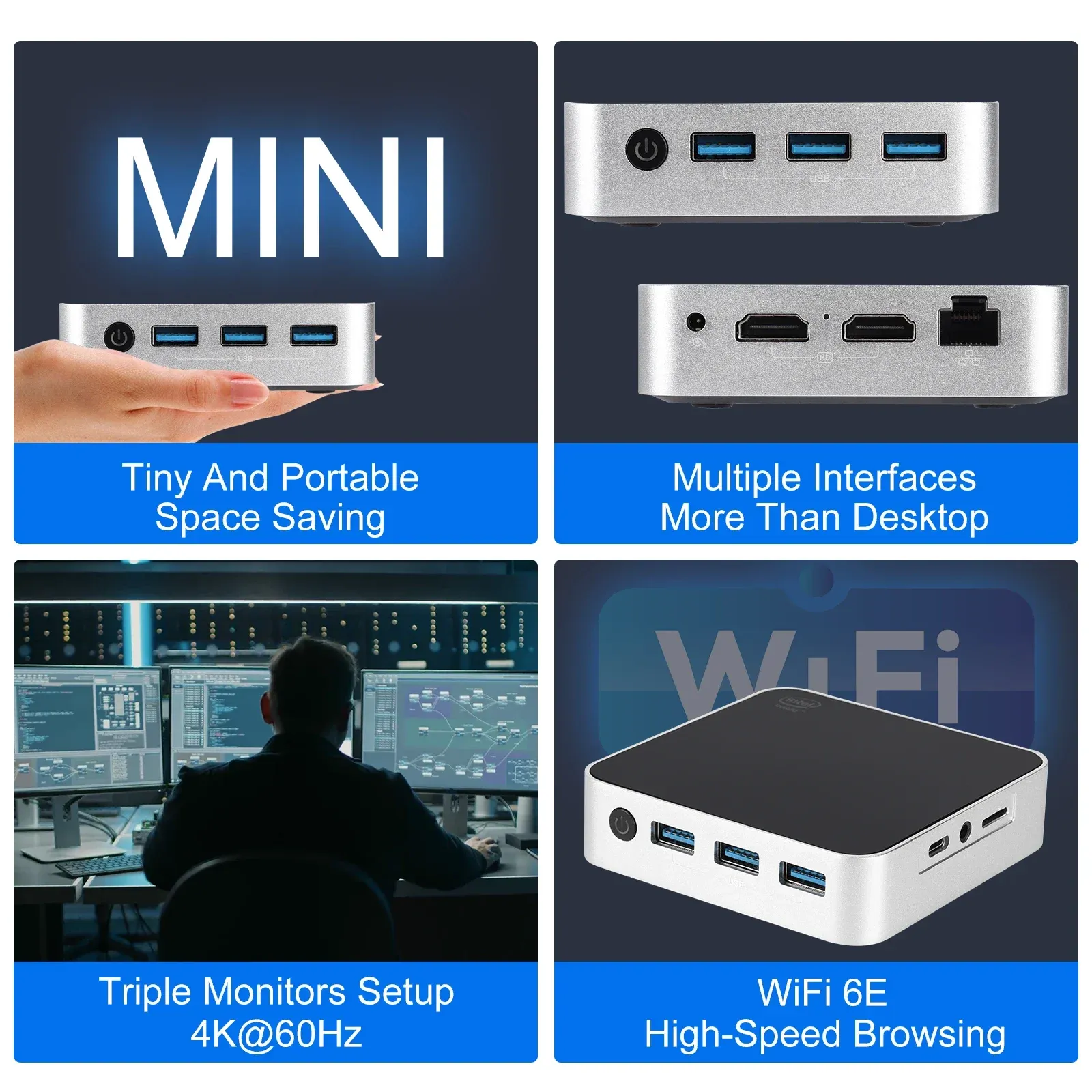 DHgate.com:Metal Shell Mini PC: 16GB DDR4, 256GB SSD, 5G WiFi6E ...