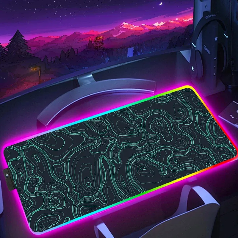 RGB Mousepad Large Non-Slip Gaming Mouse Mat with Backlit LED Strip ...
