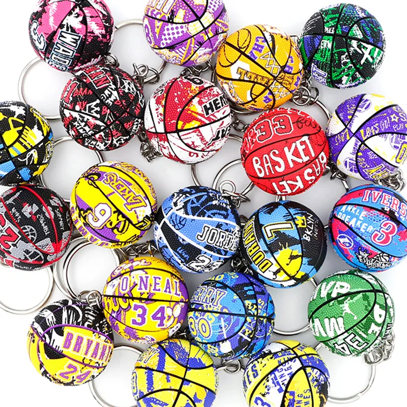 Basketball Souvenirs Keychain Rubber Match Ball Keyring 3D Basketball ...