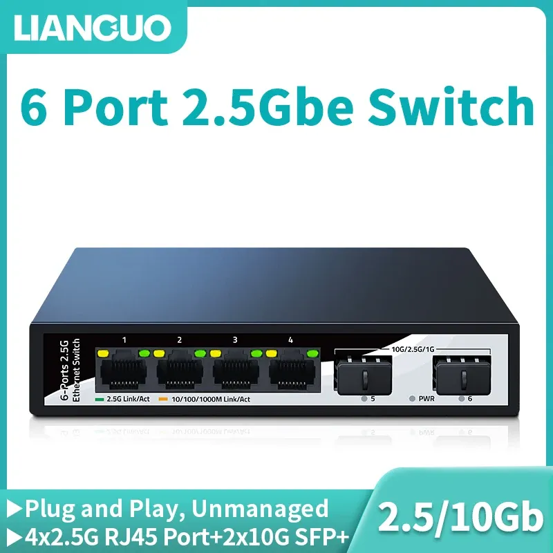 5ポートイーサネットスイッチ:liango 2.5GB 10GBE SFP+ホーム 5ポートイーサネットスイッチ:liango 2.5GB 10GBE SFP+ホーム