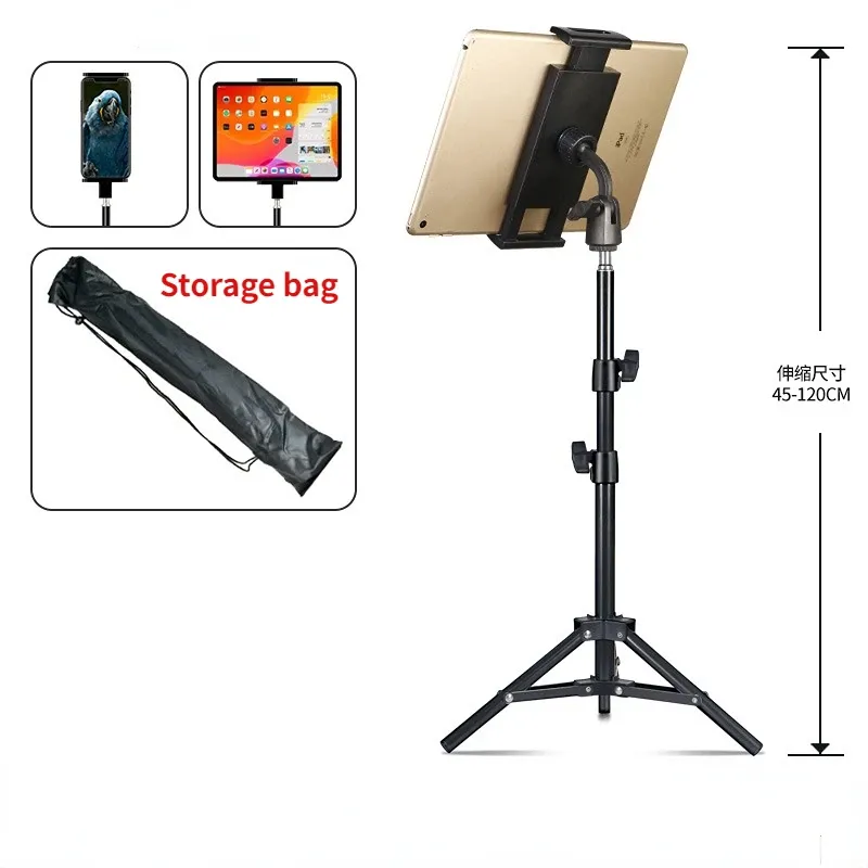 iPad Tripod Mount Floor Stand - Adjustable 4-13 inch Tablet Holder for ...