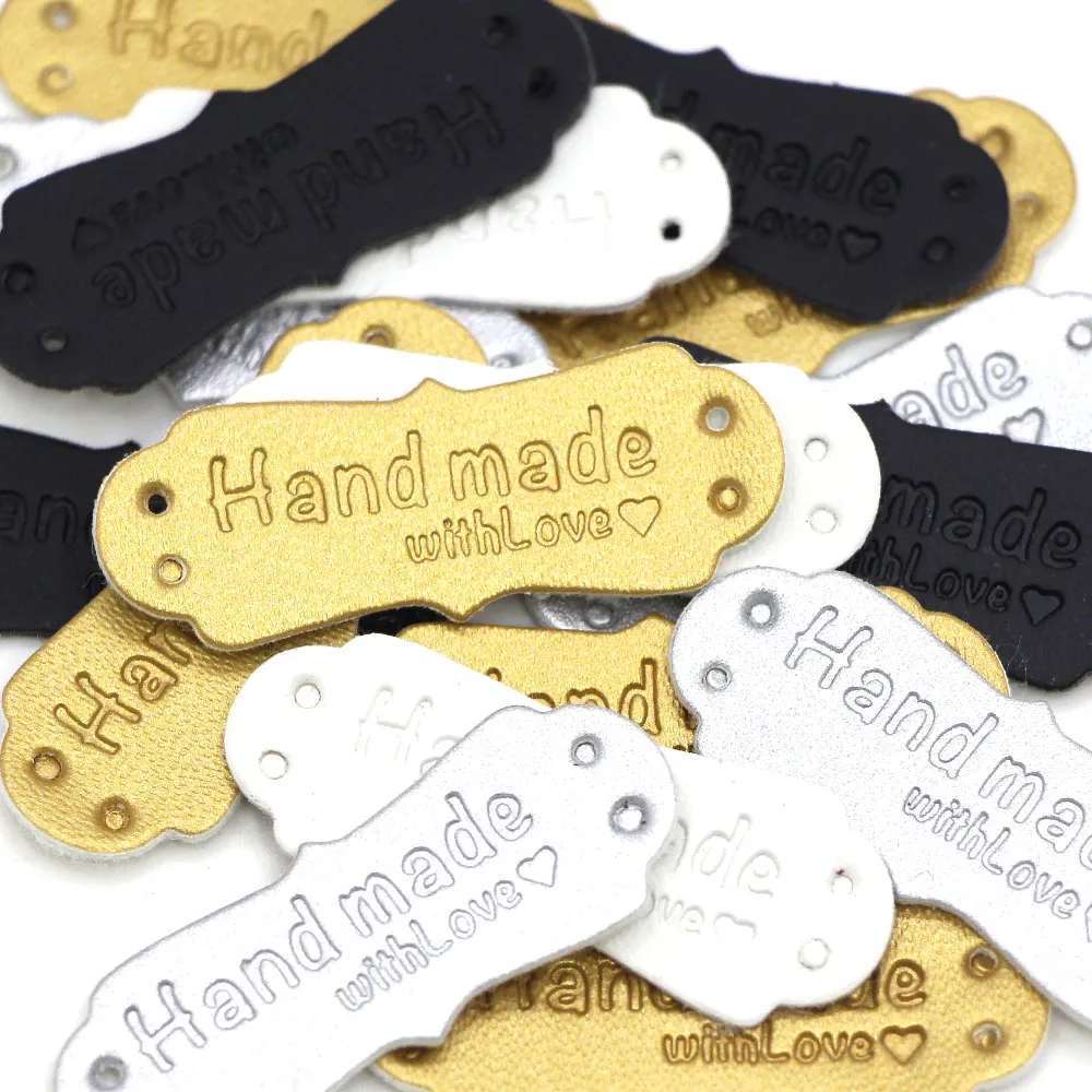 50 Faux Leather Handmade Tags - Perfect for Knitting & Sewing Projects ...