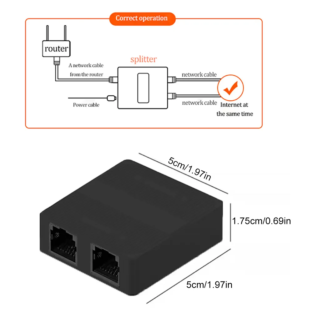 Gigabit Network Switch 1 to 2 RJ45 Port External Ethernet Switch ...
