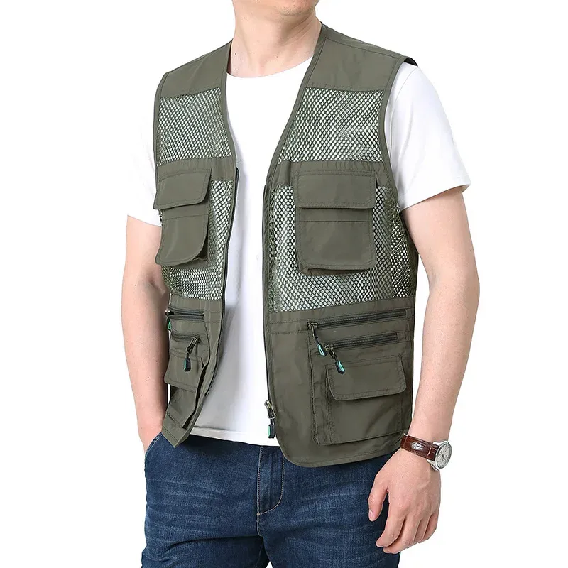 Versatile Multifunctional Vest with Zippered Pockets for Outdoor ...
