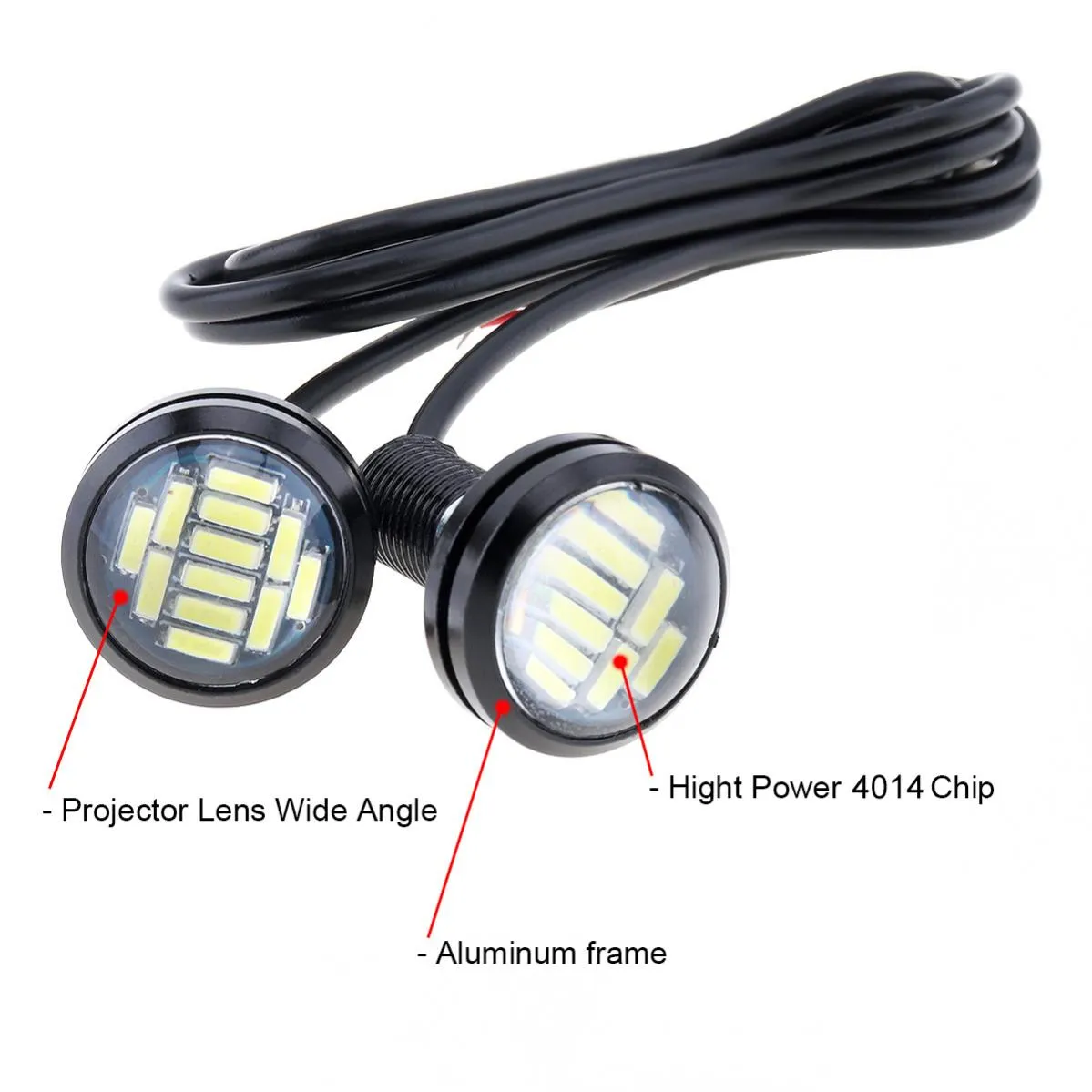 DC 12V 18W Eagle Eye LED 23mm Round White Reverse Backup Light for Car ...