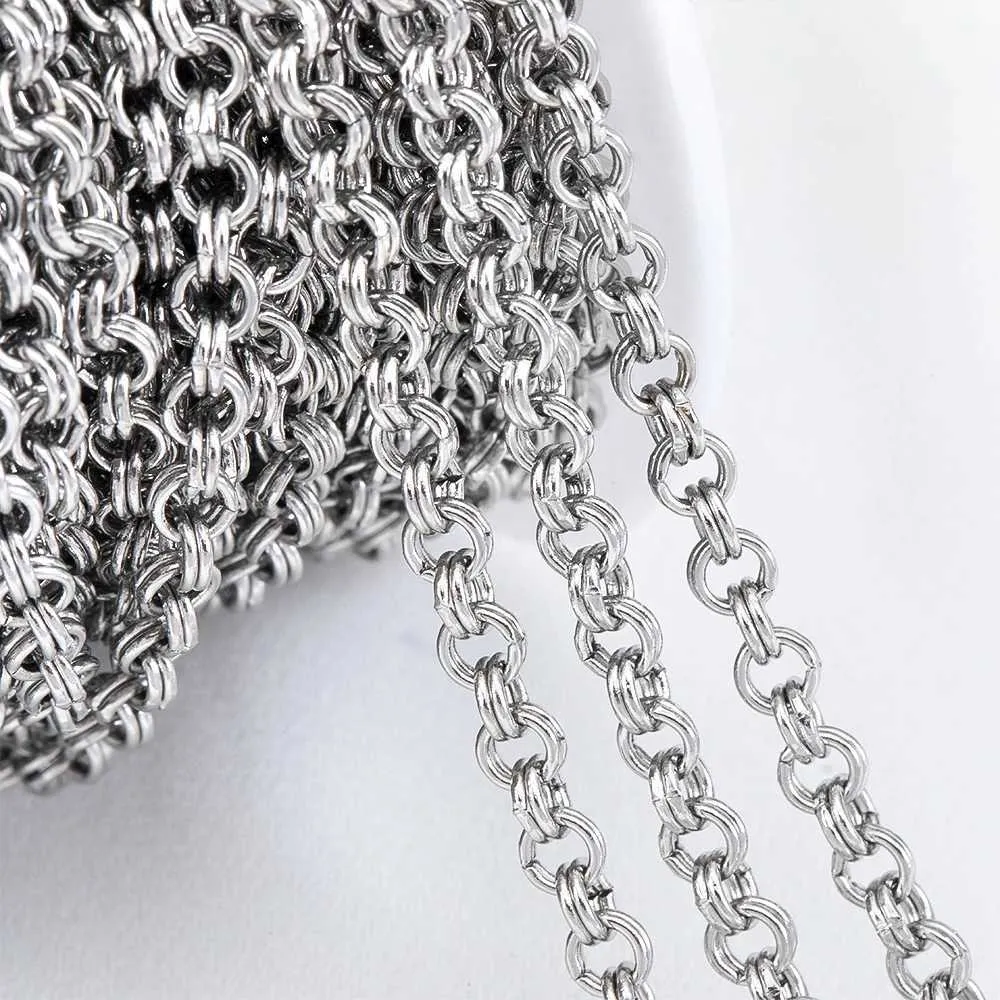 Stainless Steel Double Ring Chain - 1 Meter, 4mm Round, DIY Necklaces ...