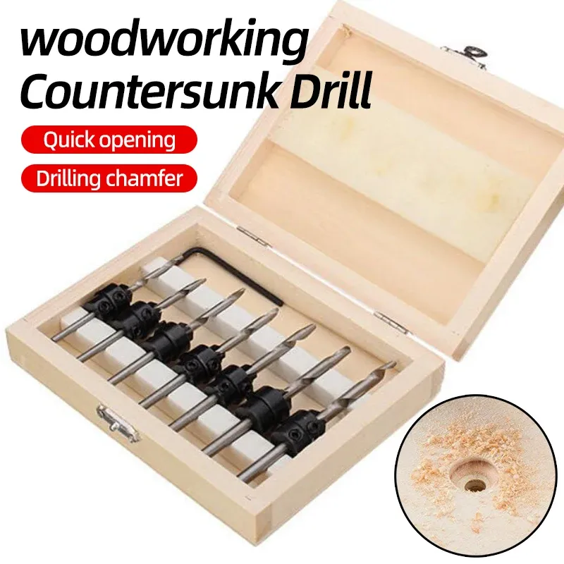 Tapered Countersink Drill Bit Set Woodworking Drilling Pilot Holes ...