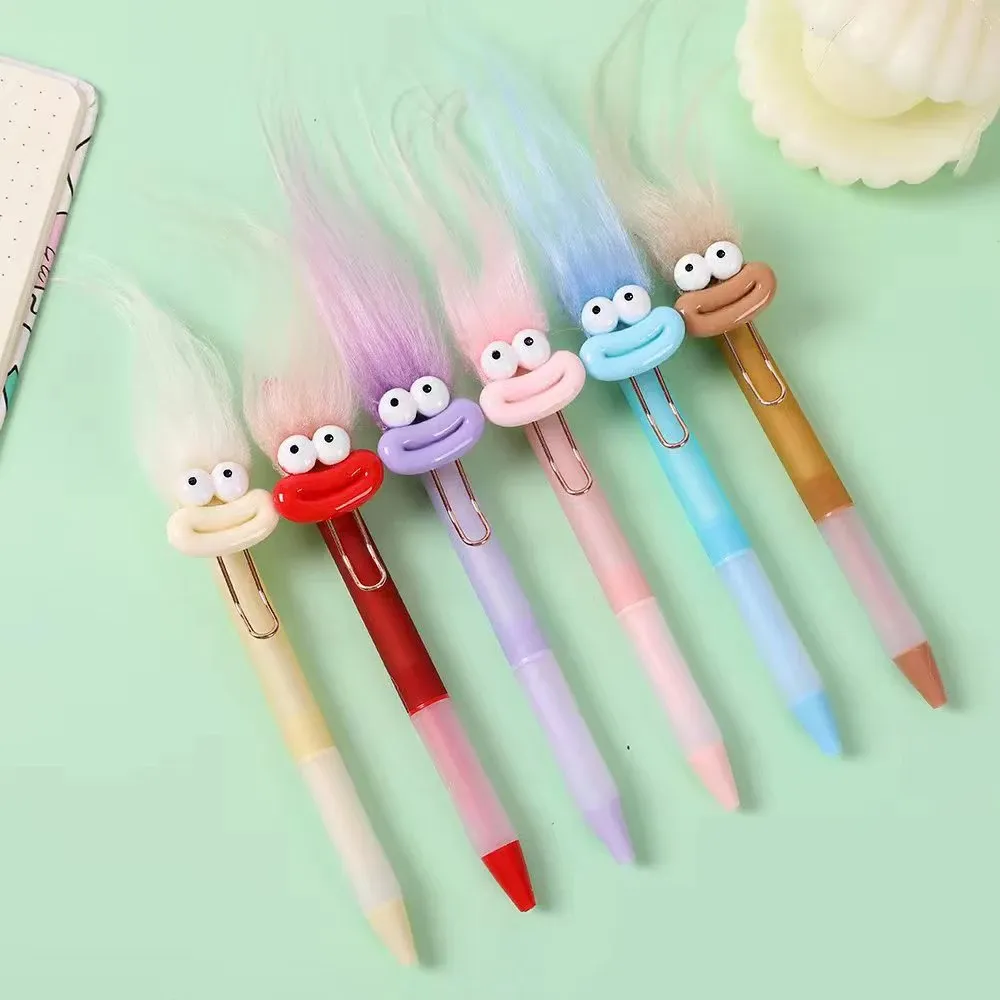 Kawaii Gel Pen, Black Ink, Fluffy Eyes, School Supplies, Stationery ...