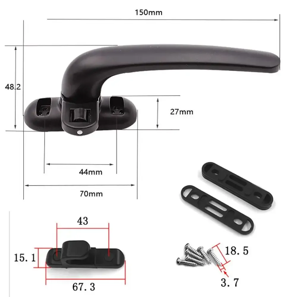 Black Door Handle And Lock, Casement Window Lock With Wheel Handle ...