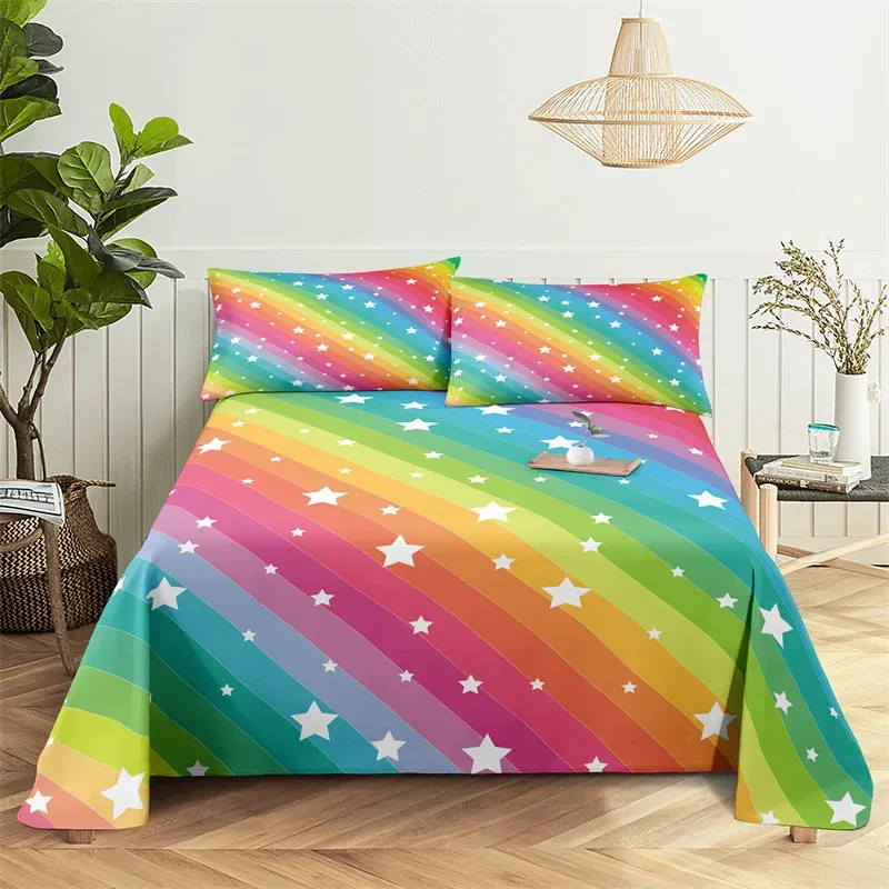 DHgate.com:Rainbow Dream 5-Piece Polyester Flat Sheet Bedding Set ...
