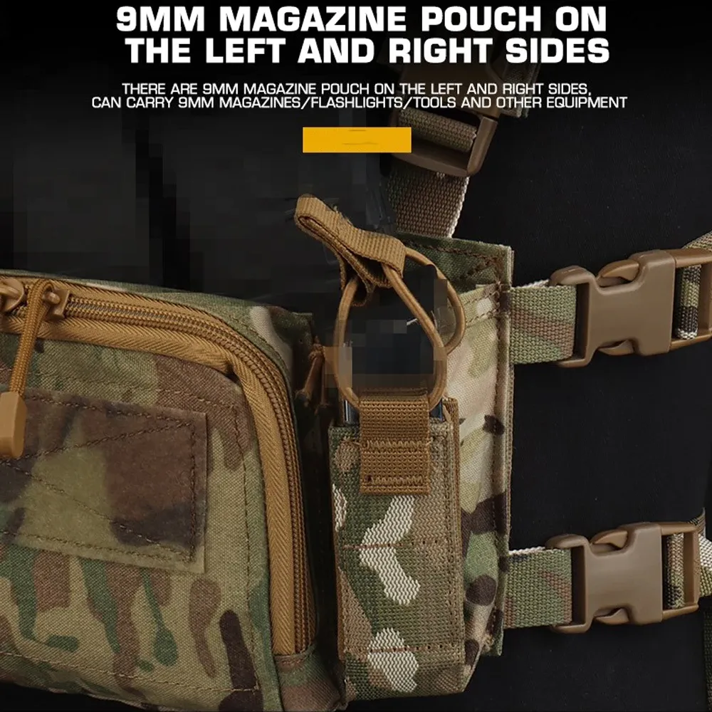 Tactical Hunting Chest Rig: Durable 600D Nylon, 3x 5.56 Mag Pouches ...