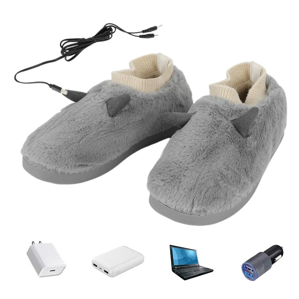 USB Heated Slippers: Electric Foot Warmer Shoes - Cozy Winter Heated ...