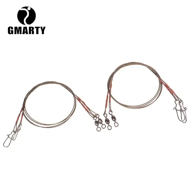 Steel Fishing Line Wire Leaders with Rolling Swivels for Pike Fishing ...