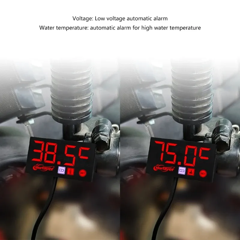 12V Motorcycles Digital Clock Voltmeter Thermometer Motorcycles ...