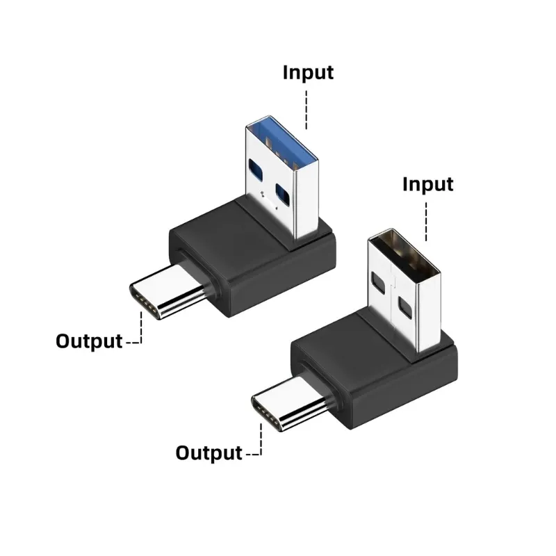 90/180 Degree Elbow USB C OTG Adapter USB C Type C Male to USB Male ...
